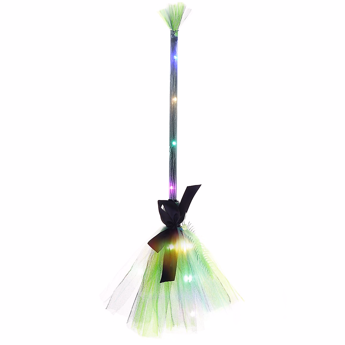 Beertoy Halloween Party Witch Broom with LED Lights Plastic Cosplay Broomsticks Props for Halloween Cosplay Costume Accessory Lighted Witch Broom