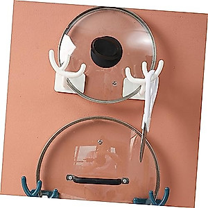 Didiseaon 4 Pcs Lid Rack Cutting Board Holder Stand Wall Shelf Brackets Wall Hanging Hooks Self Adhesive Hooks Cabinet Door Lid Pan Lid Organizer Pot Cover Lids Wall-mounted Pot Cover Racks