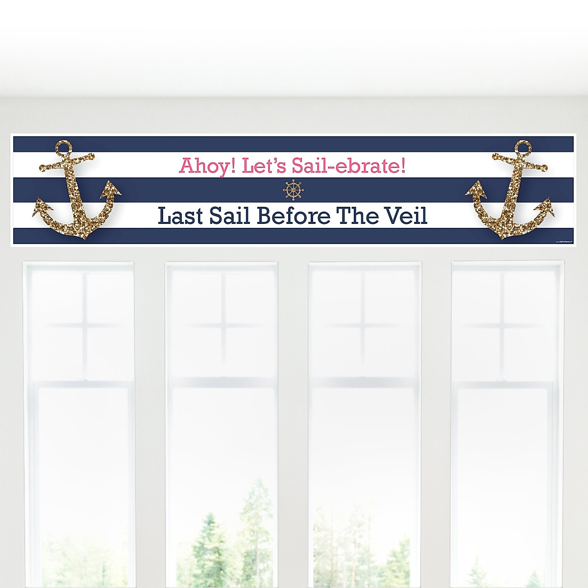 Big Dot of Happiness Last Sail Before the Veil - Nautical Bridal Shower and Bachelorette Party Decorations Party Banner