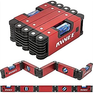 Multi-Function Foldable Level Measuring Tool 28 Inch Folding Level Magnetic Woodworking Tools 4 Level Bubbles Accurate Multi-Angle Measurement Level Tool with Pocket Level, Storage Bag