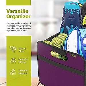 meori Large Trunk Organizer for Groceries Collapsible Midnight Magenta Storage Car SUV 2 Compartments