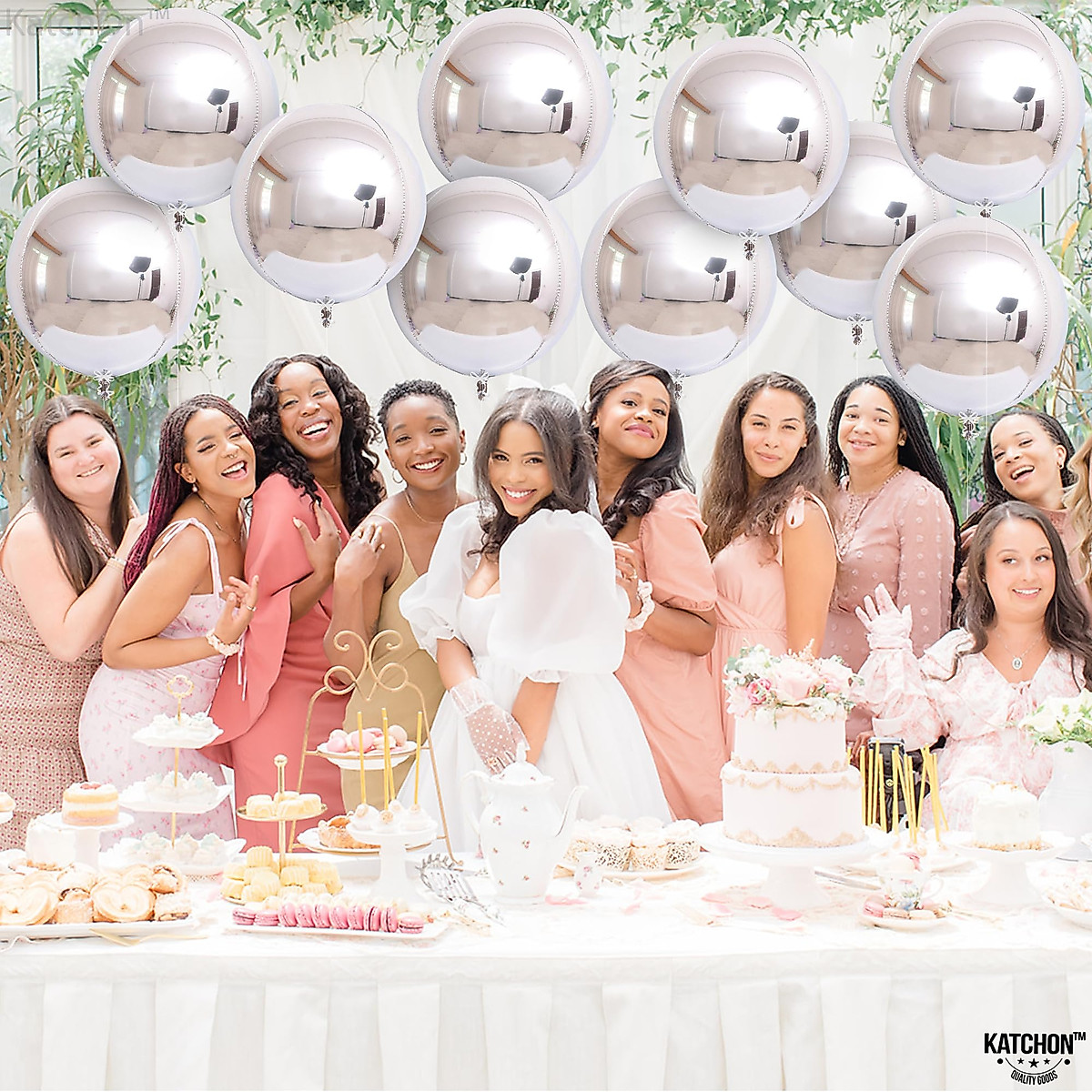 KatchOn, Big Silver Mylar Balloons - 22 Inch, Pack of 12 | Silver Foil Balloons | Silver Balloons, Silver Chrome Balloons | Mirror Balloons, New Years Balloons for New Years Eve Party Supplies 2025