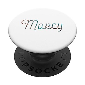 Marcy - White Minimalist Teal Rose Personalized First Name PopSockets PopGrip: Swappable Grip for Phones & Tablets