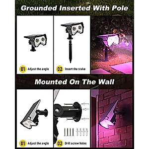 solebell Solar Spotlights [ 8 Colors/10 Modes], 2 in 1 Solar Garden Spotlights Outdoor with IP65 Waterproof, Solar Landscape Pathway Lights for Yard, Pathway, Porch, Gate, Fence, 6pack