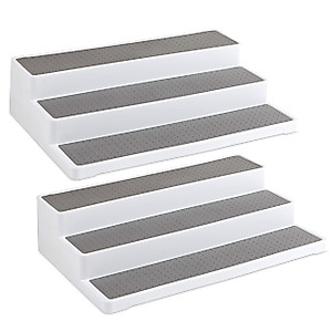 Homeries Spice Rack organizer for Cabinet 3-Tier for Pantry Cabinet or Countertop, Waterproof, and Non Skid Shelf, For Spice Bottles, Jars, Seasonings, Baking Supplies (2 Pack)