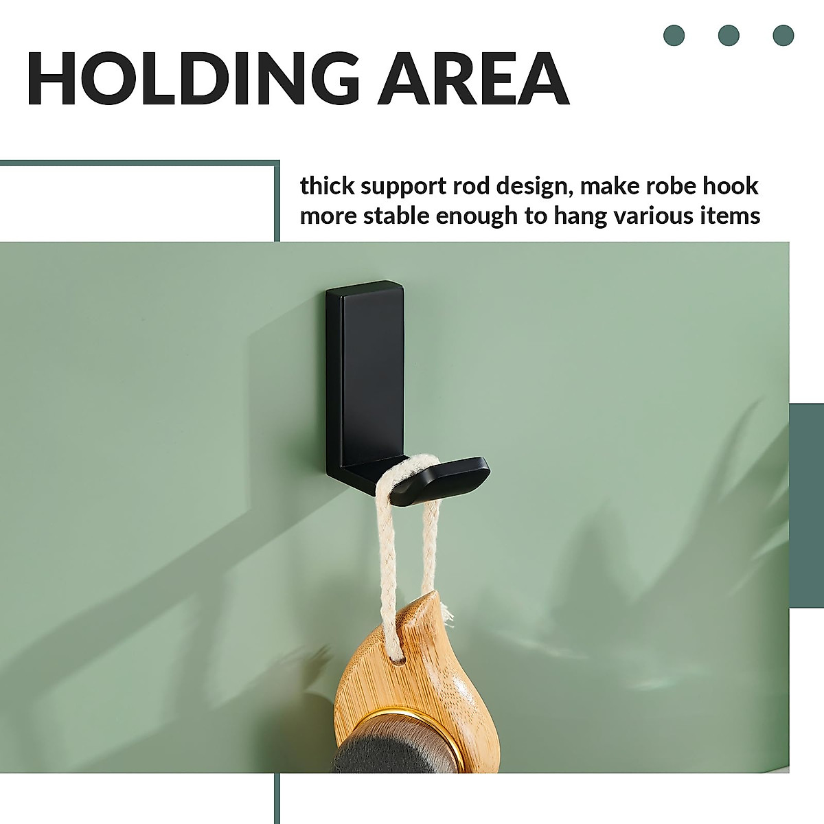 APLusee 2 Pack Bath Robe Hook, 304 Stainless Steel L Shape Coat Holder, Bathroom Home Accessories Matte Black