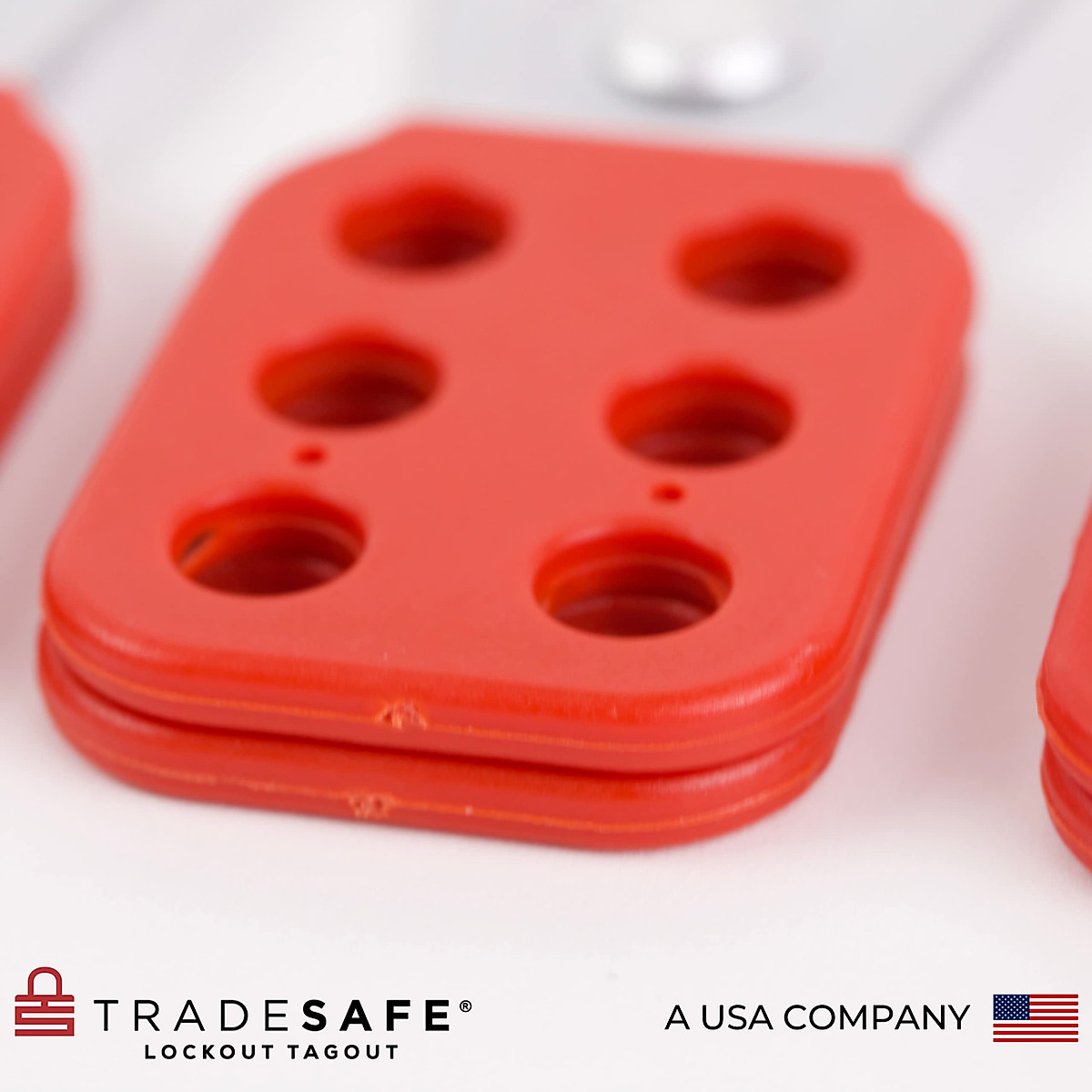 TRADESAFE Lock Out Tag Out Hasp - 1 inch Jaw Diameter Stainless Steel Lockout Hasp, Nylon Handle, Tamper-Proof and Impact-Resistant Loto Hasp, 6 Pack