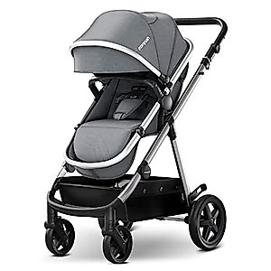Mompush Meteor 2 Baby Stroller 2-in-1 with Bassinet Mode - Compatible with Major Infant Car Seat, Adapter Included - Stable Bassinet Stroller Combo, Full-Size Baby Strollers for Family Outings