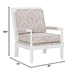 Linon Linda Beige Spindal Wood Frame Chair, Cream