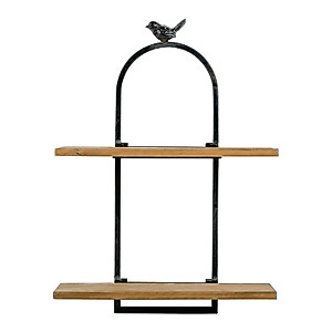 Synovana 2 Tier Decorative Industrial Floating Shelf Wall Storage Shelves Bird Decor Wall Mounted Shelf Foldable Hanging Metal Shelves Rack for Living Room Bedroom Bathroom
