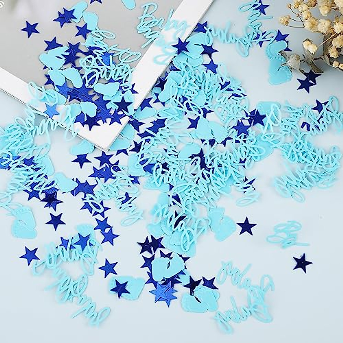 1000 Pieces Baby Shower Decorations Confetti - Blue Boy Party Decorations Table Scatter Confetti, Sprinkle Decor Confetti for Baby Shower Gender Reveal Party Supplies (Blue Feet)