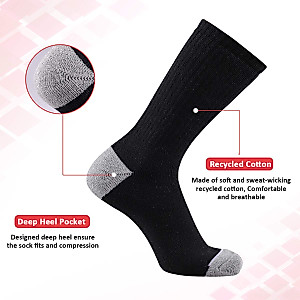 Heatuff 12 Pairs Men's Cotton Performance Athletic Crew Extra Heavy Cushion Socks