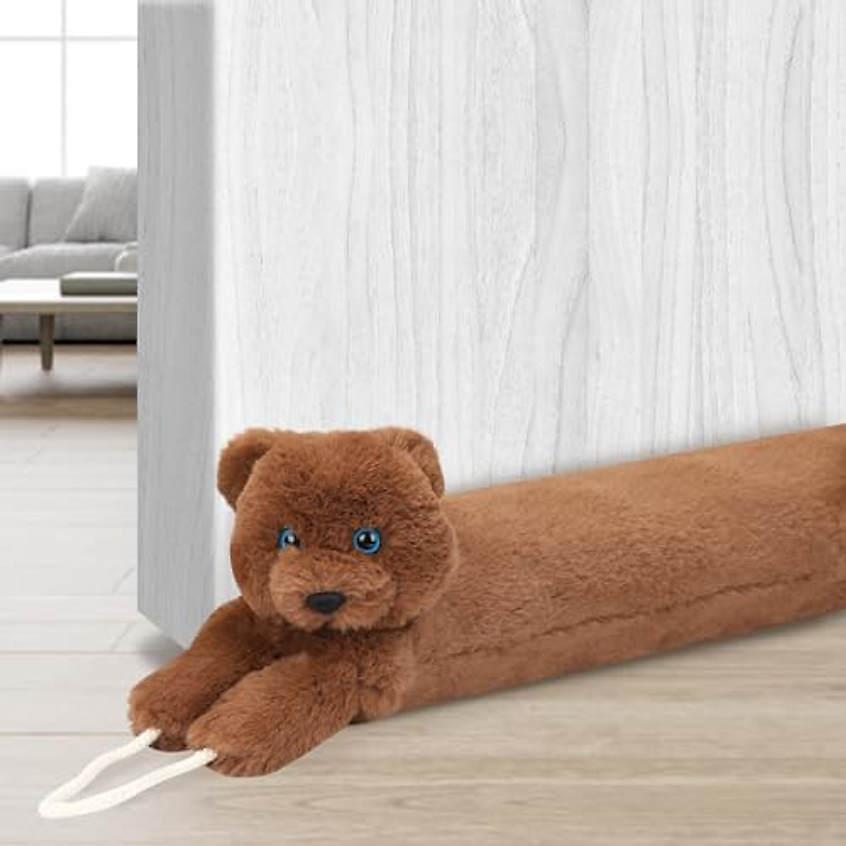 MAGZO Under Door Draft Stopper 36 Inch, Weighted Animal Noise Blocker for Door, Bear Draft Guard with Hook Loops