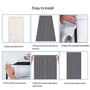 Magnetic Thermal Insulated Door Curtain for Double Doors 70x185cm, Door Soundproofing for Stores Porch Balcony Garage, Heat Protection Door Screen with Waterproof Cotton Curtain, Grey