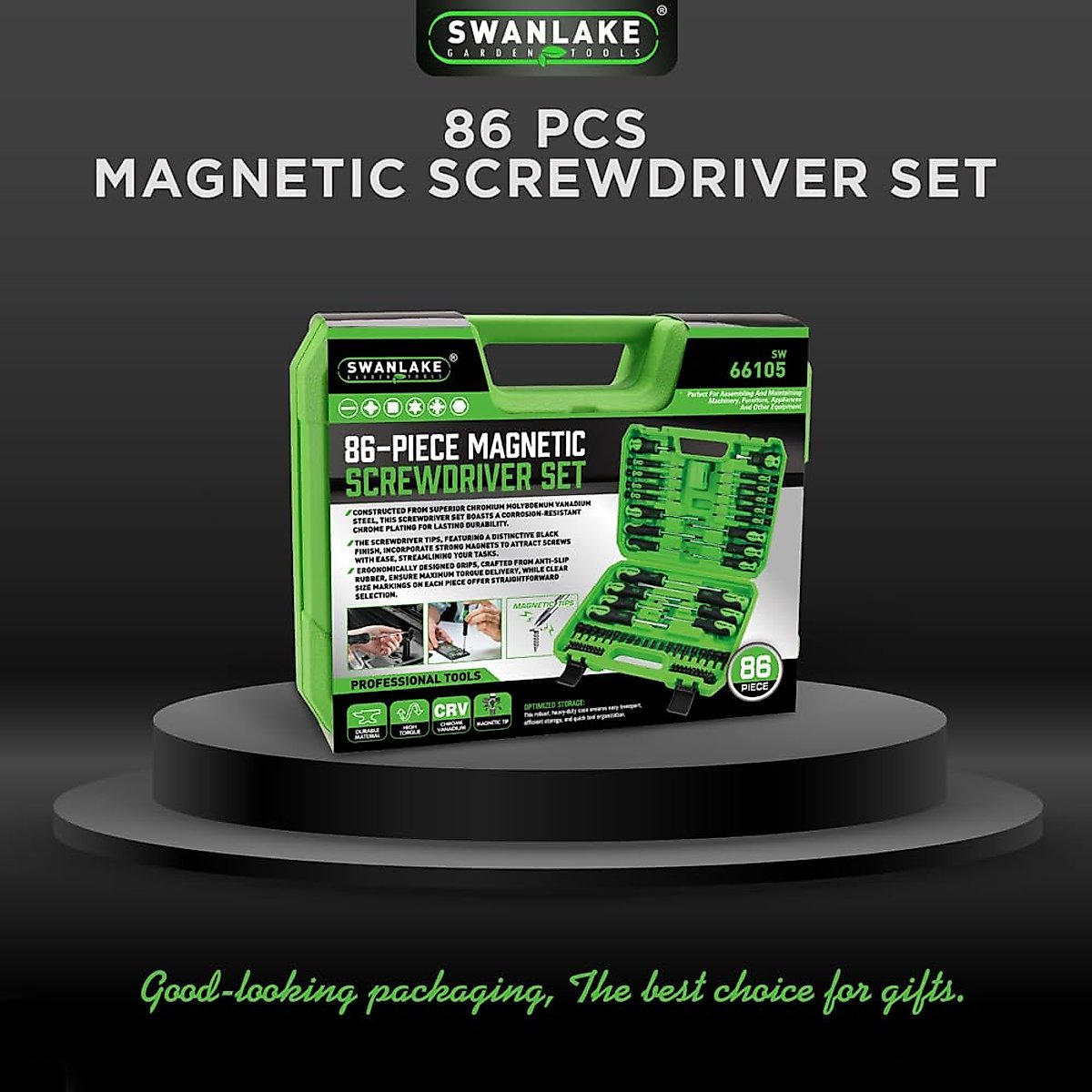SWANLAKE 86PCS Magnetic Screwdriver Set,Includes Slotted/Phillips/Torx Mini Precision Screwdriver, Replaceable Screwdriver Bits and nut drivers With Sturdy tool box