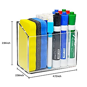 Magnetic Glass Whiteboard Holder, Magnetic Marker Holder, Magnetic Dry Erase Marker Holder, Whiteboard Marker Holder, Magnetic Pen Pencil Holder for Fridge,Whiteboards, Lockers,Transparent,1 Pack
