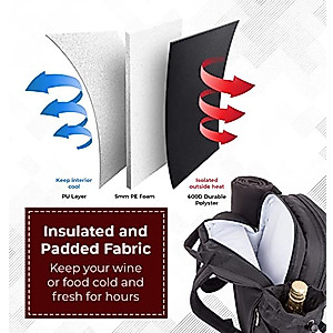 Plush Picnic – Picnic Backpack for Adventures,Insulated Picnic Backpack for 2, Great Alternative to a Bulky Picnic Basket Set, Romantic Picnic Set for 2, Picnic Basket for 2, Picnic Bag (Black)