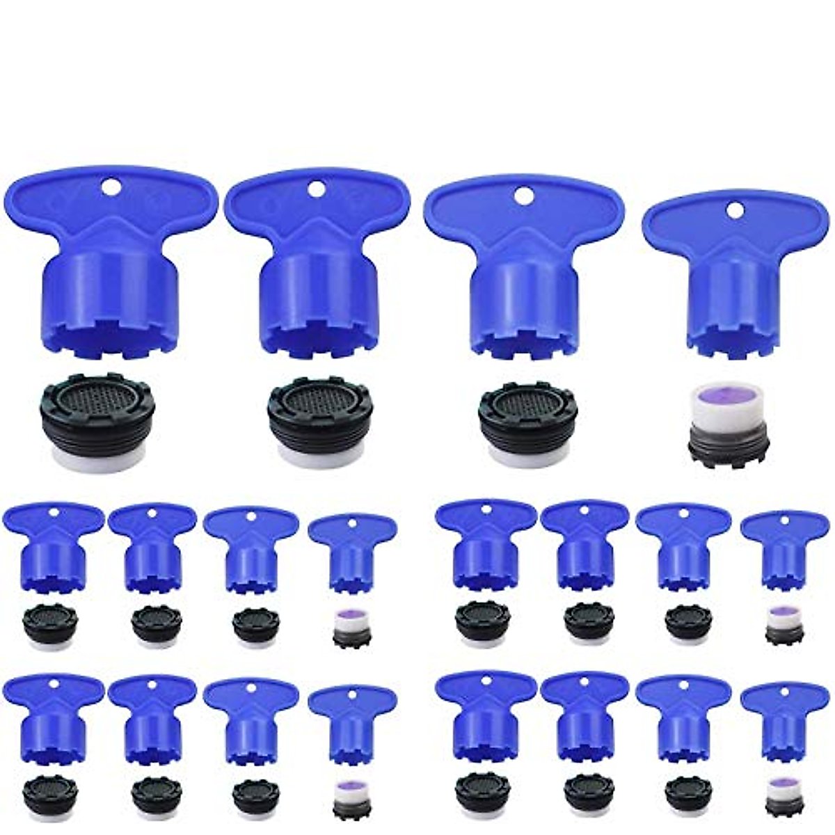 WeiMeet 20 Pieces Cache Faucet Aerator Key Removal Wrench Tool with 20 Pieces Faucet Aerator for M 16.5 18.5 21.5 24 Cache Aerators