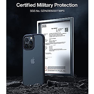 TORRAS Shockproof for iPhone 12 Case/Compatible for iPhone 12 Pro Case, [Military Grade Drop Tested] Translucent Matte Hard PC Back with Soft Silicone Edge Slim Protective Guardian, Black