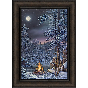 Rivers of Life, Aurora Bliss and Fire & Ice Trilogy by Kim Norlien 3 Framed Print Grouping Northern Lights Wolves Log Cabin Winter Full Moon Stars Campfire Art Print Pictures