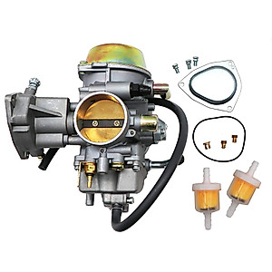 KIPA Carburetor For Yamaha RHINO 660 YFM660 YXR660FA YXR660FSE YXR660FH YXR660 Hunter UTV ATV 2004 2005 2006 2007 Replace OEM part number 5KM-14901-00-00 2Pcs New Main jets & 2Pcs Fuel Filters