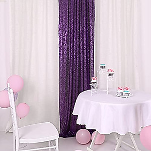 HELAKU Purple Sequin Backdrop Curtains - 2 Panels 2.3x8Ft Purple Glitter Background Backdrop Sparkly Curtains for Birthday Wedding Party Decorations
