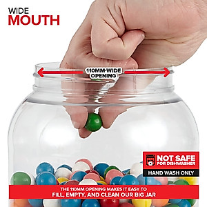 Stock Your Home 1 Gallon Clear Plastic Jars with Lids (2 Pack) 128 oz Wide Mouth Large Jar with Lid, Big Container for Candy, Cookies, Arts & Crafts, Bartender Money Tips, Kitchen & Pantry Storage