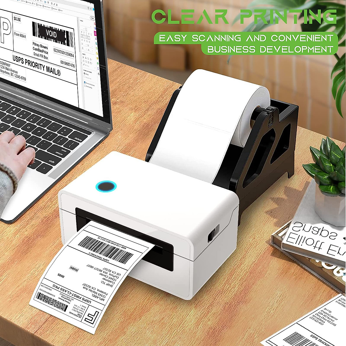 MFLABEL® 4 Rolls of 450 Direct Thermal Shipping Labels 4x6 for Zebra 2844 Zp-450 Zp-500 Zp-505