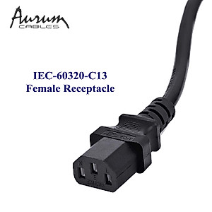 Aurum Cables UL Approved 6 Feet Universal Computer Monitor Power Cord, C13 Power Cable for Monitor, PC, Desktop, Printer, Scanner, 18 AWG NEMA 5-15P to IEC13 (6 Ft - 5 Pack)