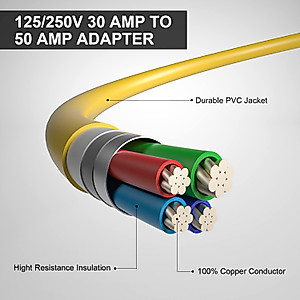 Rophor NEMA 10-30P to 14-50R EV Charger Adapter Cord, 30 AMP Dryer to 50 AMP EV/RV Conversion Adapter, Perfect Use for Level 2 EV Charging