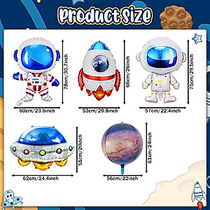 16 Pieces Galaxy Space Balloons - Large Outer Space Themed Balloon Rocket Spaceship Astronaut Galaxy Planet Inflatable Balloons for Kids Space Birthday Party Supplies Baby Shower Decorations
