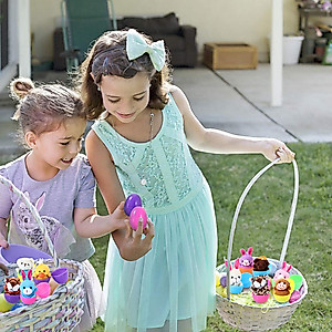 ThinkMax 12 pcs Easter Eggs Filled with Mini Plush Animals Toy for Easter Basket Stuffers/Fillers, Eggs Hunt, Party Favor