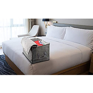 Eternal Living Blanket Storage Bags Set of 4 with Zipper & Window, Large Capacity Breathable Clothes Bag Organizer for Comforters, Blankets, Bedding - Handles and 4 Packs (Grey)