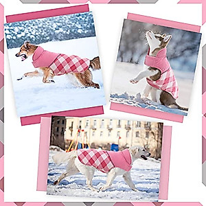 Kuoser Dog Winter Coat, Reversible Cold Weather Dog Jacket, Soft Warm Plaid Dog Coats, Puppy Waterproof Thickened Vest Windproof Outdoor Apparel for Small Medium and Large Dogs
