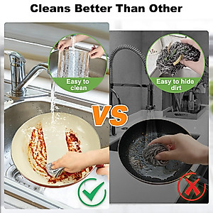 Jeymei 10pcs Non Scratch Wire Dishcloth Multipurpose Wire Dishwashing Rag for Wet and Dry,Metal Scrubbers for Cleaning Dishes,Dual-Sided Kitchen Cleaning Cloth with Mesh,Cleaning Tool for Pot, Blue