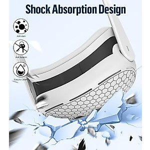 VR Shell Protective Protector Cover for Meta/Oculus Quest 3 Accessories, Silicone Front Headset Protector Cover Anti Scratch Anti Dust Anti Shock, Compatible with Quest 3 Accessories (White)