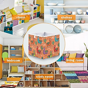 Kigai Llama Pattern Cube Storage Bins - 11x11x11 In Large Foldable Storage Basket Fabric Storage Baskes Organizer for Toys, Books, Shelves, Closet, Home Decor