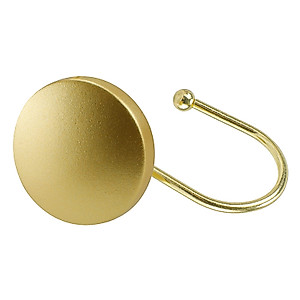 Decorative Shower Curtain Hooks, Simple Modern Style Round Flat-Back Button Design for Bathroom Decor, Gold