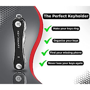 KeySmart Max - Compact Trackable Key Organizer w LED Flashlight and Tile Bluetooth Key Finder Technology (up to 14 Keys, Steel Gray) Bundle with KeySmart Pro (up to 10 Keys, Black)