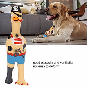 Zerodis Squeaky Chicken Dog Toys, Yellow Rubber Squaking Chicken Toy Novelty Rubber Chicken Teeth Grinding Interactive Squeaky Dog Toy for Dogs (Pirate Chicken)