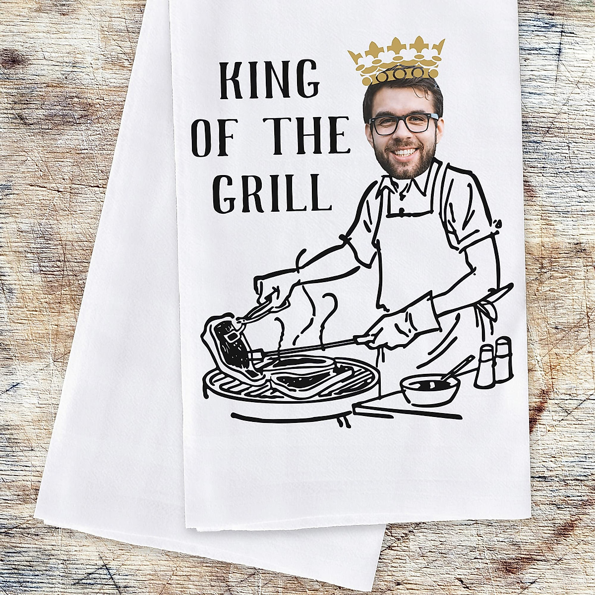 Personalized Kitchen Towel for BBQ Kings - Funny Kitchen Towels Set. 100% Pure Ringspun Cotton, Super Absorbent Kitchen Towels - Chef Design, Kitchen Décor