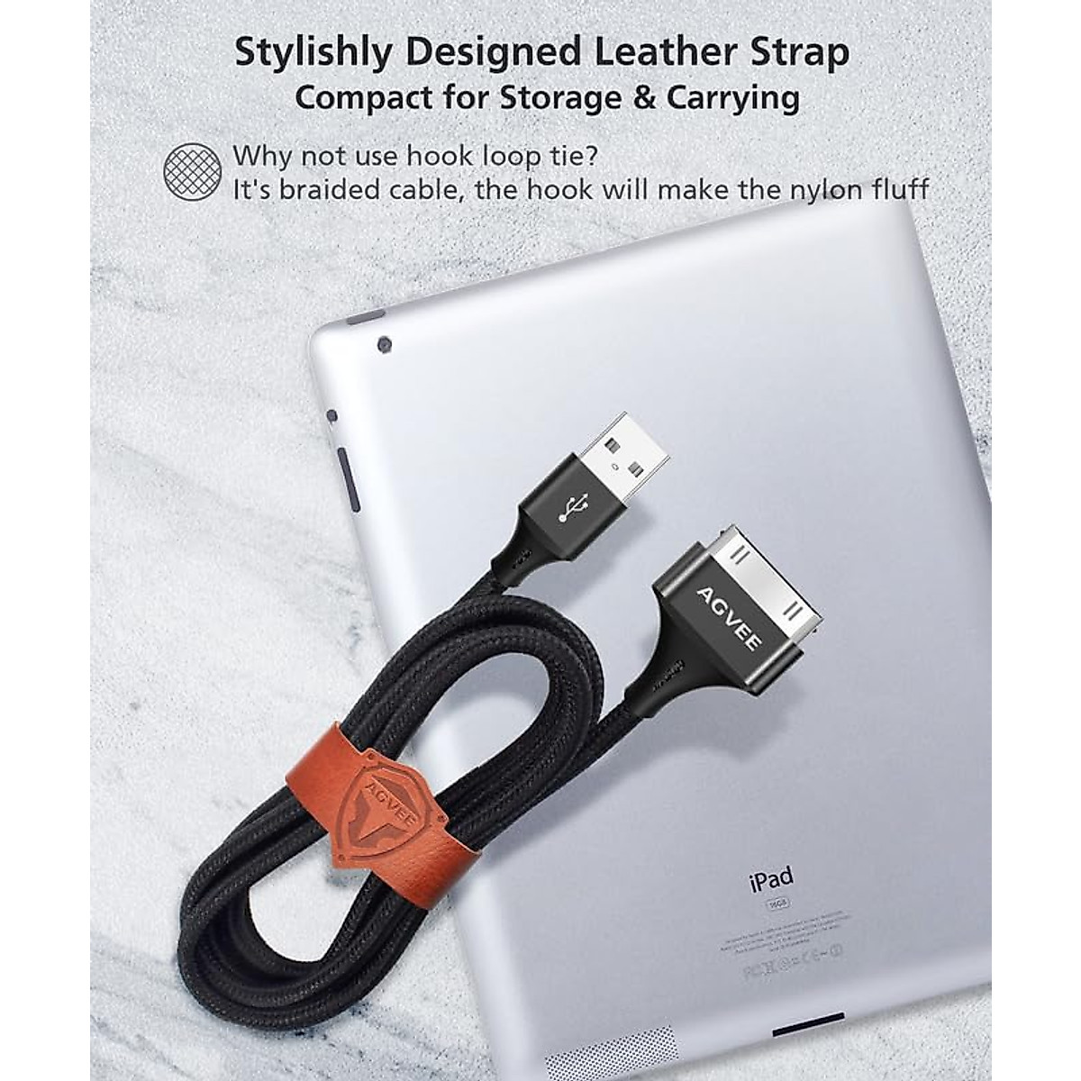 AGVEE 2 Pack 6ft for Old iPhone 4S Charging Cable, MFI Certified 30 Pin Braided Heavy Duty Fast Durable Charger Cord, Compatible with iPhone 4/4S iPad 1/2/3 iPod Classic Nano Touch, Black