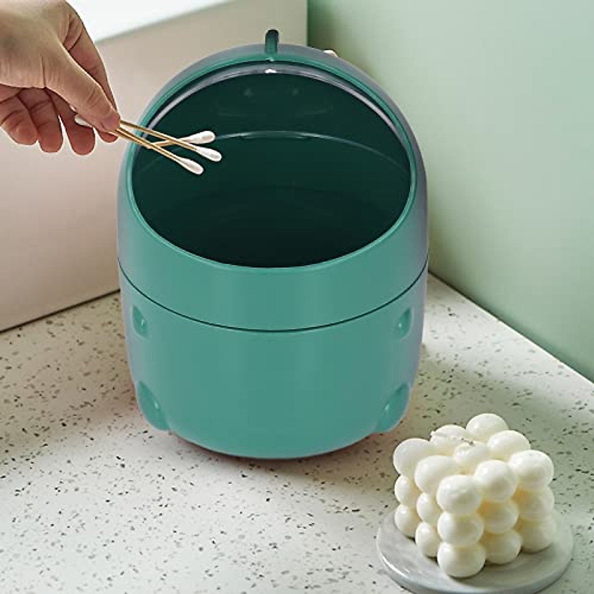 Oumefar Tabletop Trash Can, Large Opening Durable Plastic Baby Dinosaur Wide Application Desktop Trash Can Detachable Design for Home(Green Baby Dinosaur) Home