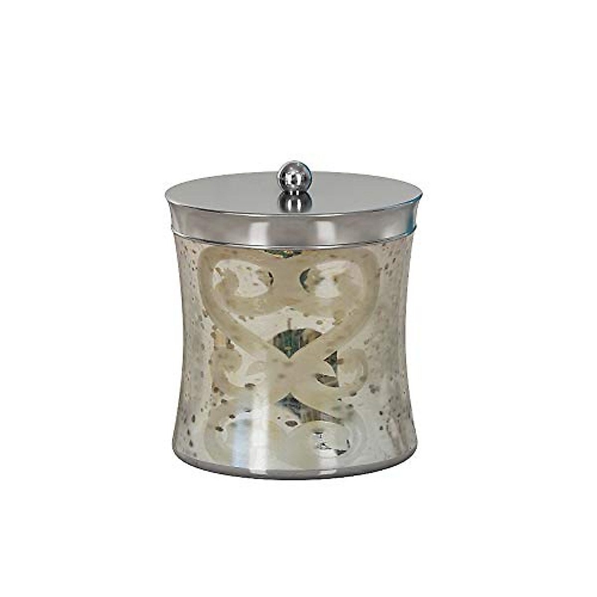 nu steel MG1H Mercury Glass Bathroom Vanity Countertop Storage Organizer Canister Jar for Cotton Swabs,Rounds,Balls,Makeup Sponges,Bath Salts-Etched