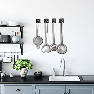 Eowihor Self Adhesive Hooks, Robe Hook, Black Towel Hook, Heavy Duty Wall Hook Waterproof Stainless Steel, Ideal for Bathroom and Bedroom 4-Packs…