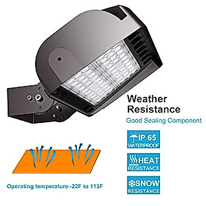 150W LED Outdoor Flood Parking Lot Light, 5000K Daylight White, 21000lm Super Bright, Dusk to Dawn Photocell Sensors, IP65 Waterproof Security Light for Gardens Yards (2 Pack)