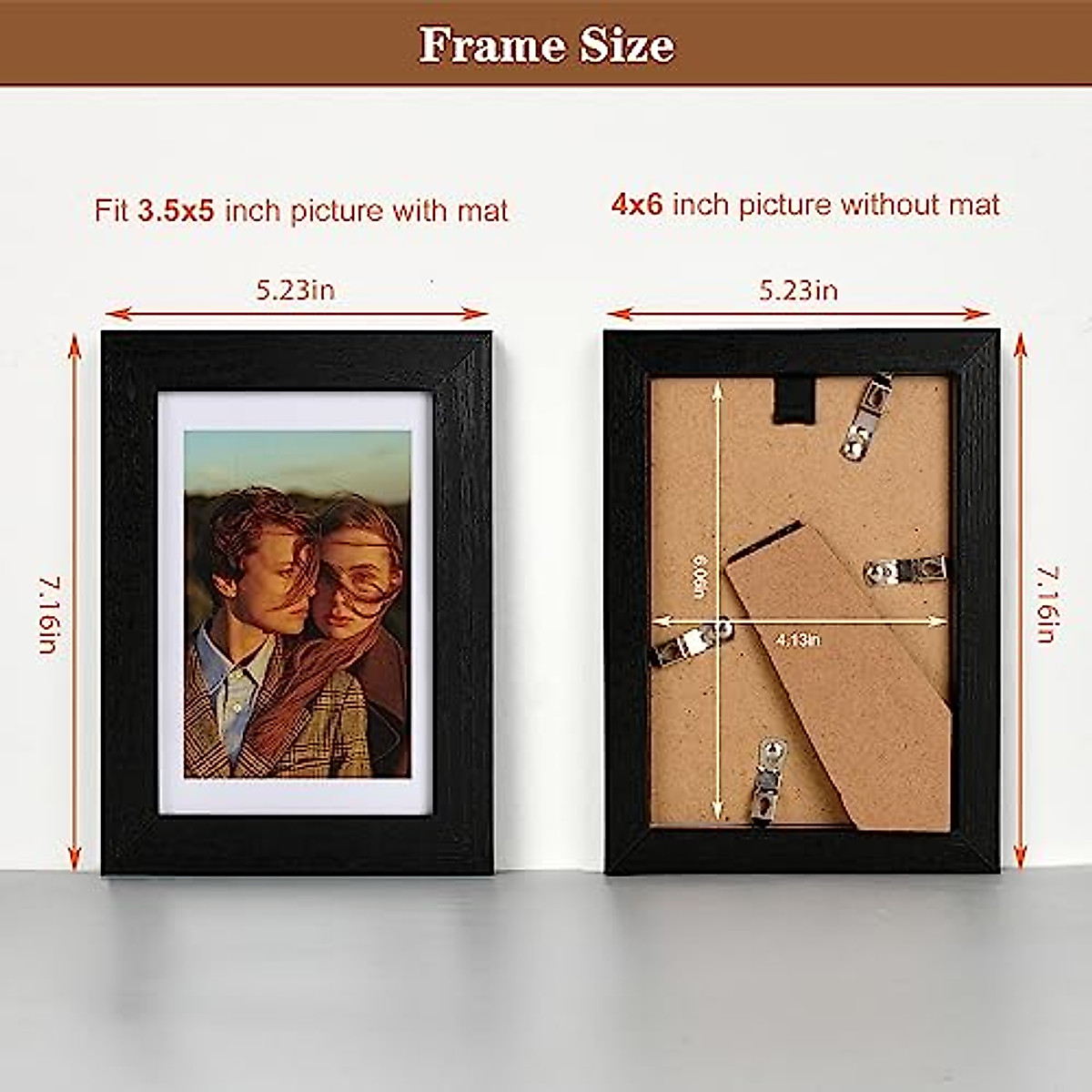 4x6 Picture Frame Real Glass Photo Frames Display 3.5x5 Pictures with Mat or 4x6 Pictures without Mat, 4x6 Frames for Tabletop or Wall Mount Display for Prints, Pictures, Artworks, Paintings(4 Colors)
