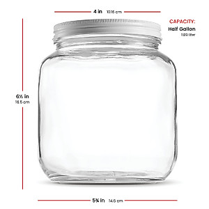 Paksh Novelty Wide Mouth Glass Mason Jar 64 Oz - 4 Pack - Wide Mouth, Airtight Lid, USDA Approved Dishwasher Safe Canning Jar for Fermenting, Sun Tea, Kombucha, Dry Food Storage, Clear