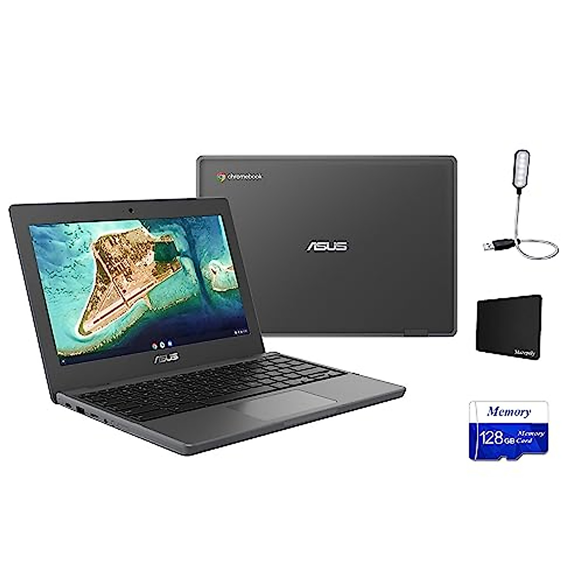 ASUS 11.6'' LCD HD（1366 x 768） Rugged Chromebook CR1 Intel Celeron N5100, 1.1 GHz, 8GB, 32GB eMMC, UHD Graphics, Chrome OS, Dark Gray, Webcam, Bluetooth, Wi-Fi 6 + Accessories
