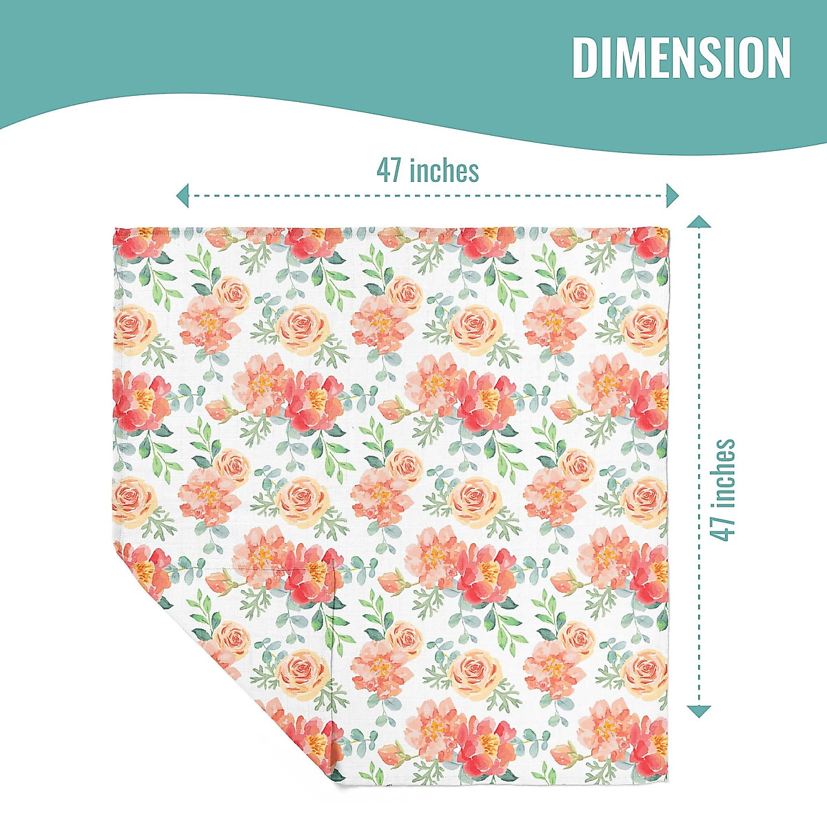 Featherhead™ 100% Cotton Muslin Swaddle Blankets for Baby Girl - Large 47”x 47” - Pre-Washed, Soft, & Breathable - Newborn Essential & Perfect Baby Registry Gift (4 Pack - Garden Floral)